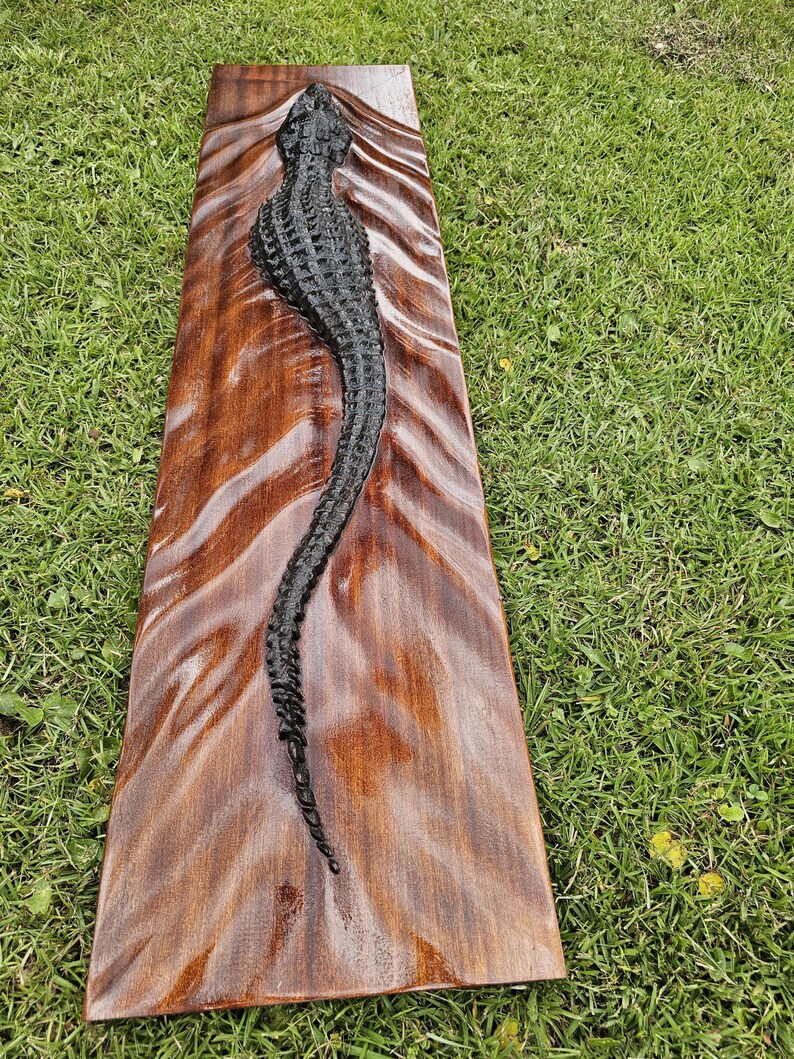 3D Carved Large Swimming Alligator - African Sapele - Premium Quality ...