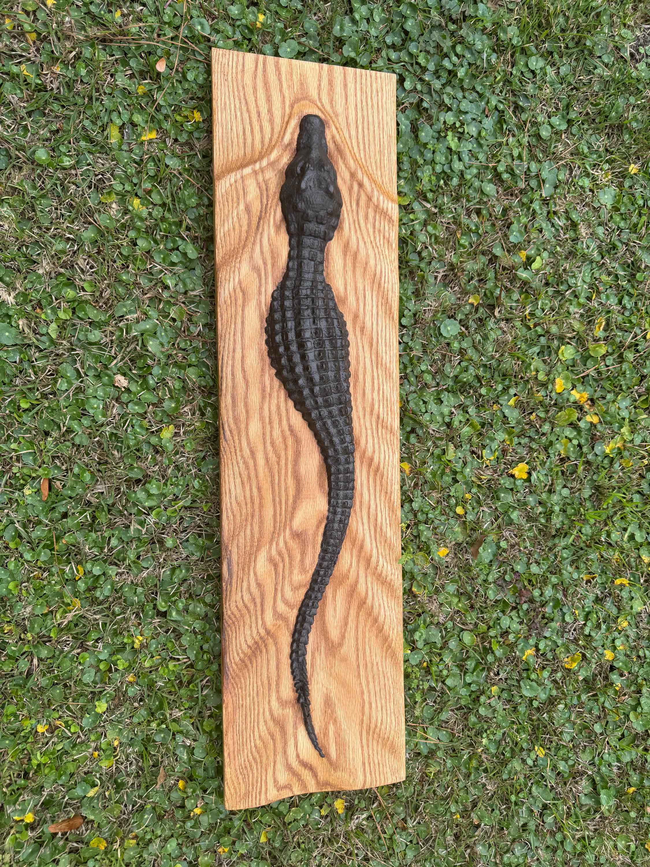 3D Carved Swimming Alligator - Red Oak - Etsy