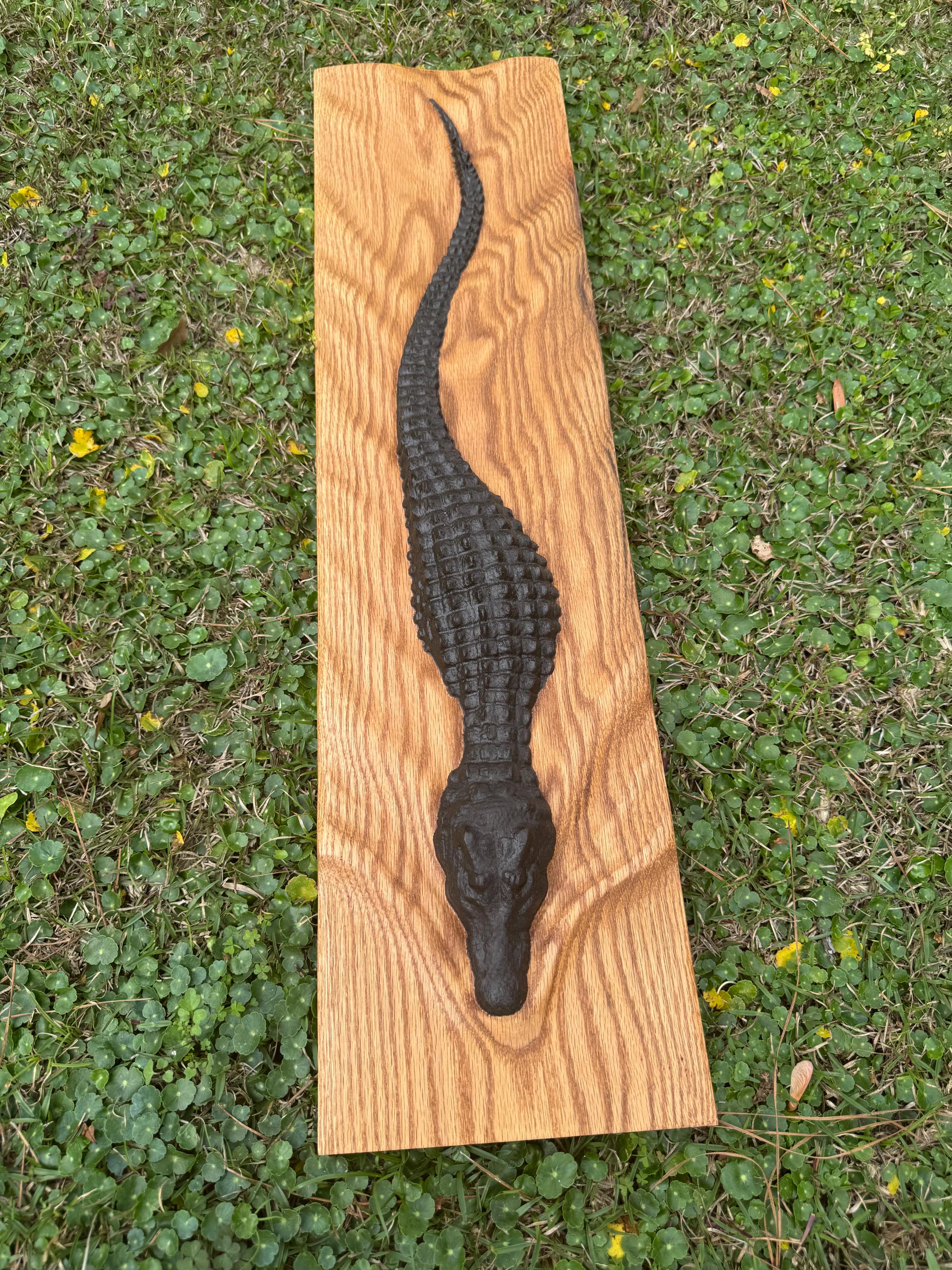 3D Carved Swimming Alligator - Red Oak - Etsy