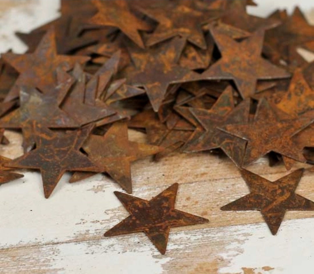 Rusty 1 Whimsical Flat Stars, Prim Country Craft Supplies, Star, Metal ...