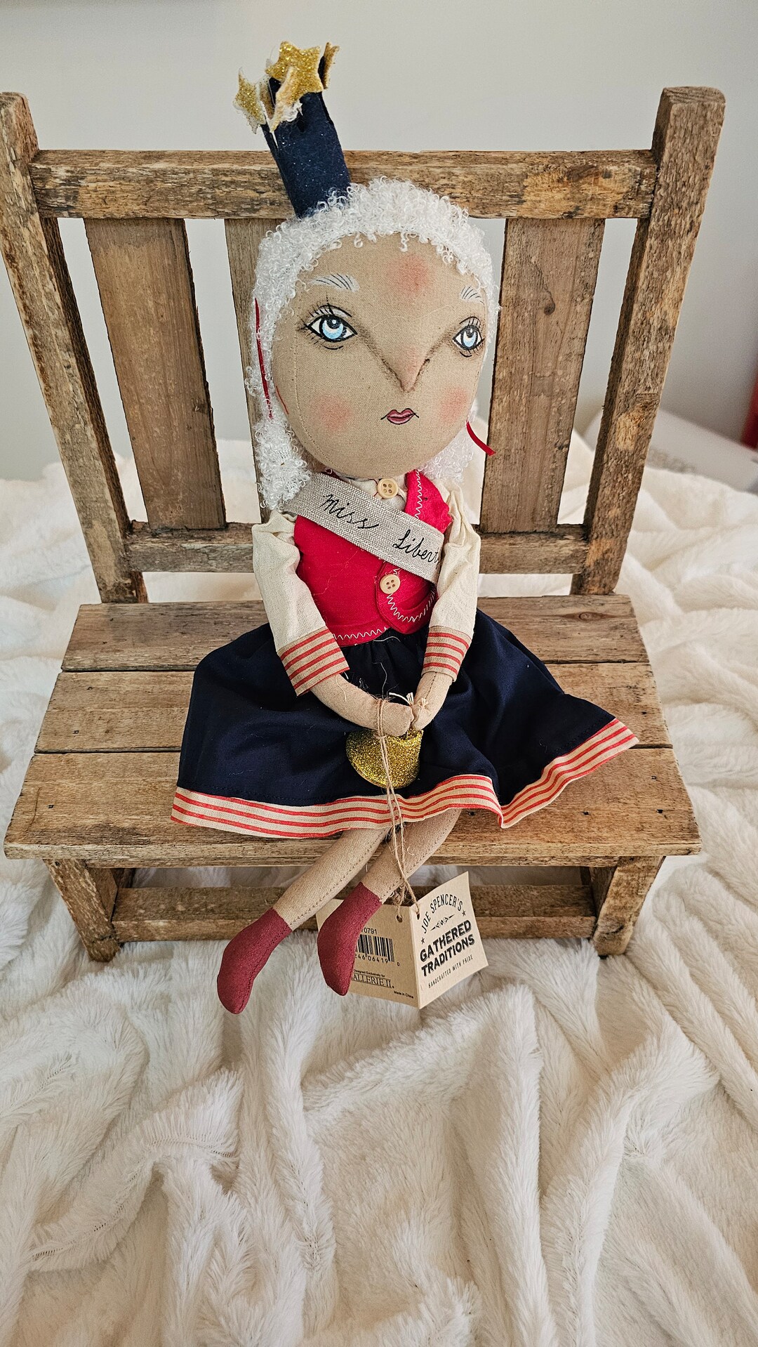 Joe Spencer/gathered Traditions Patriotic Folk Art Doll Set Samuel and ...