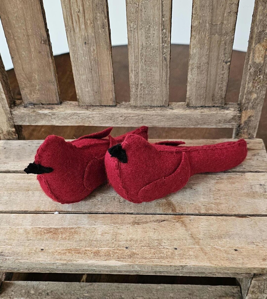 Red Felt Cardinals Set of Two Christmas Winter - Etsy
