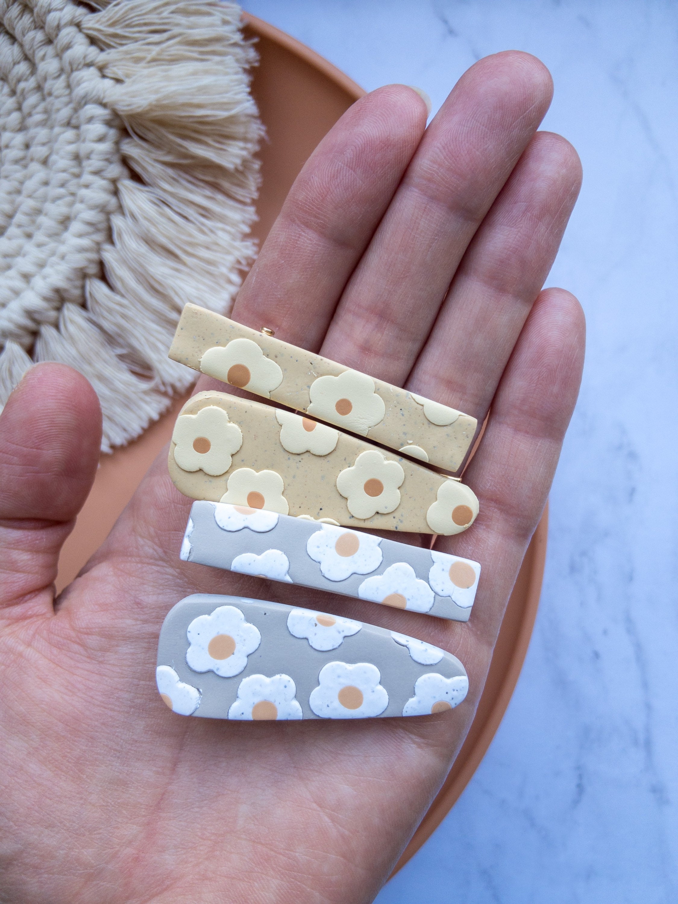 70s Flower Clay Hair Clip Polymer Clay Hair Clip Minimalist - Etsy