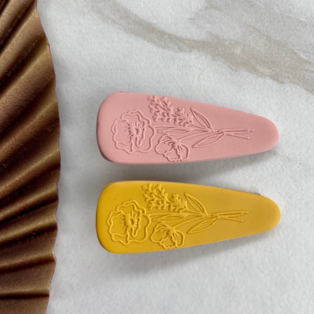 Pink Wedge Flower Clay Hair Clip, Polymer Clay Hair Clip, Minimalist ...