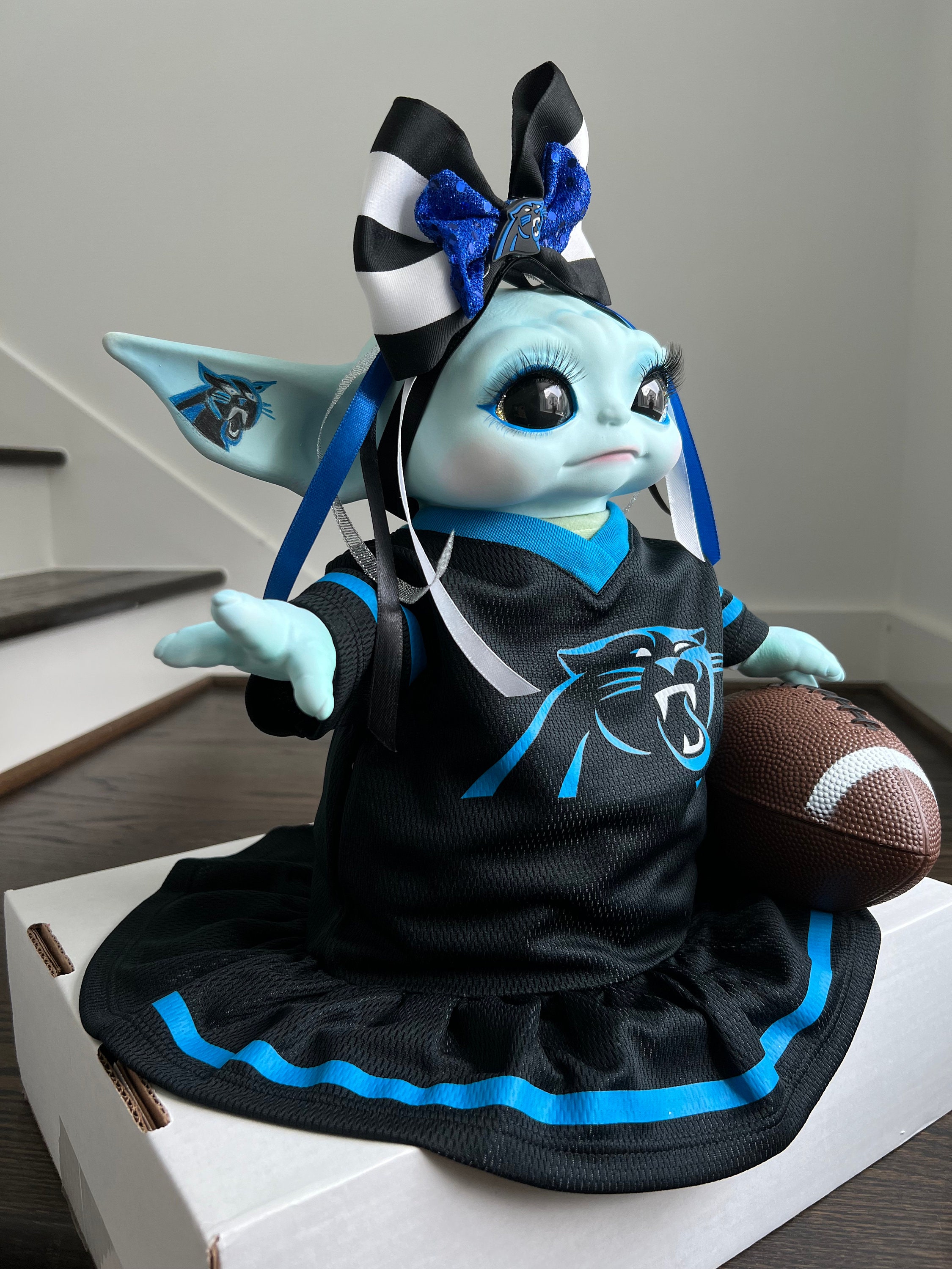 NFL Custom Painted Baby Yoda, Grogu, Carolina Panthers Cheerleader ...