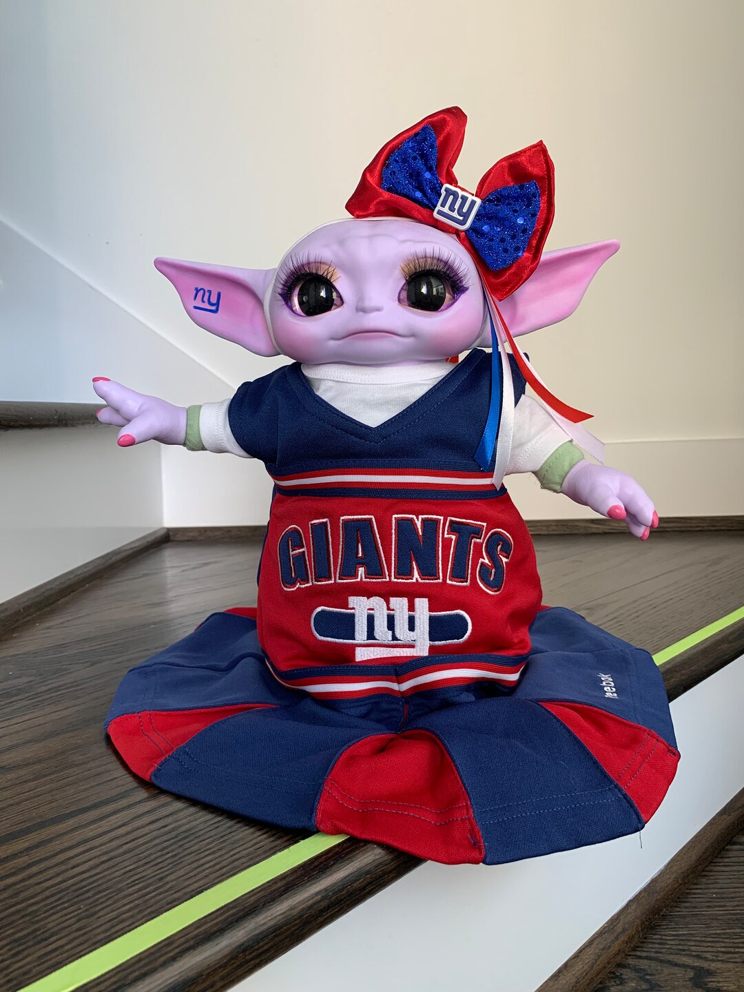 NFL Custom Painted Baby Yoda, Grogu, GIANTS Cheerleader Football Purple ...