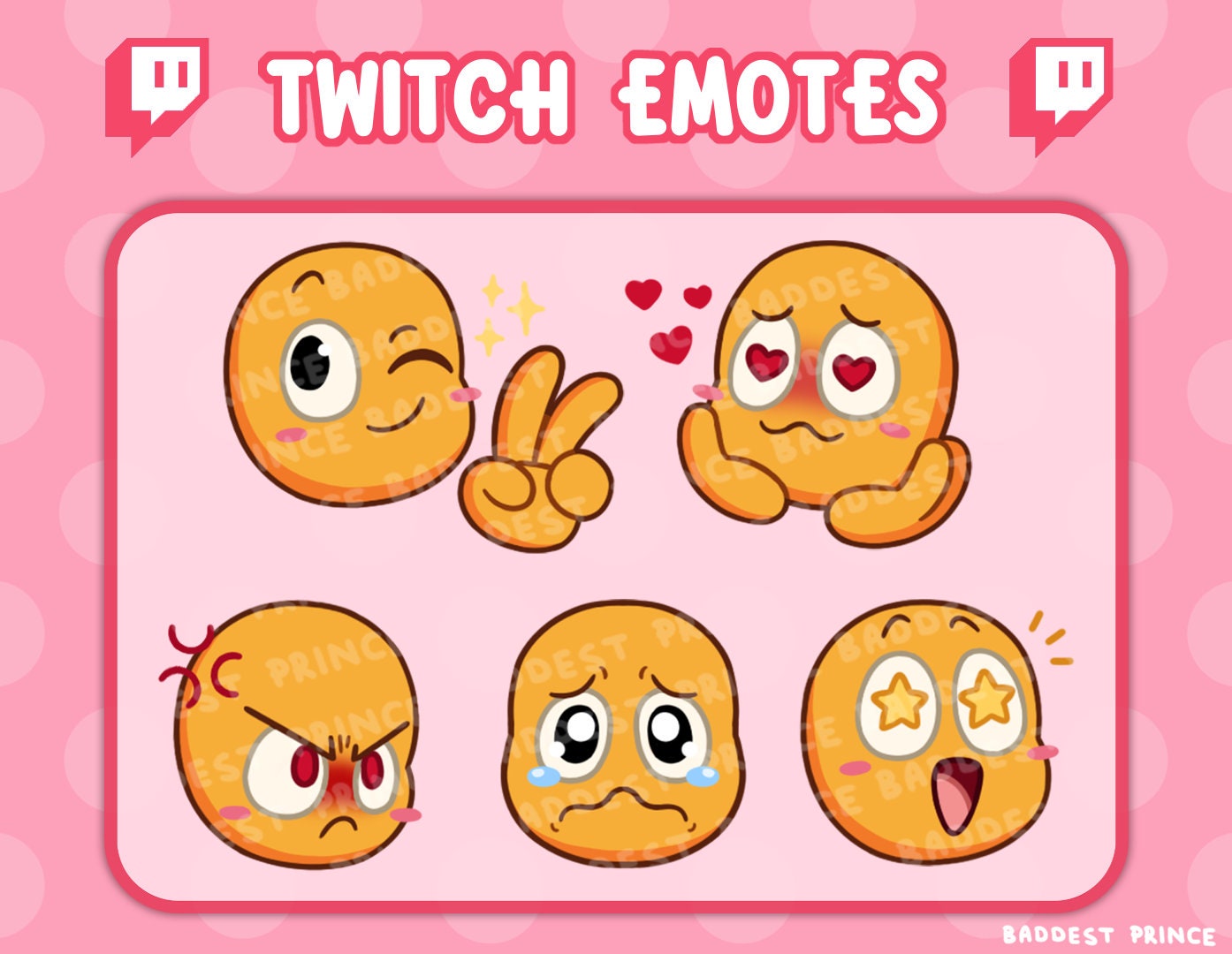 Twitch Emotes Template 5 Pack Etsy