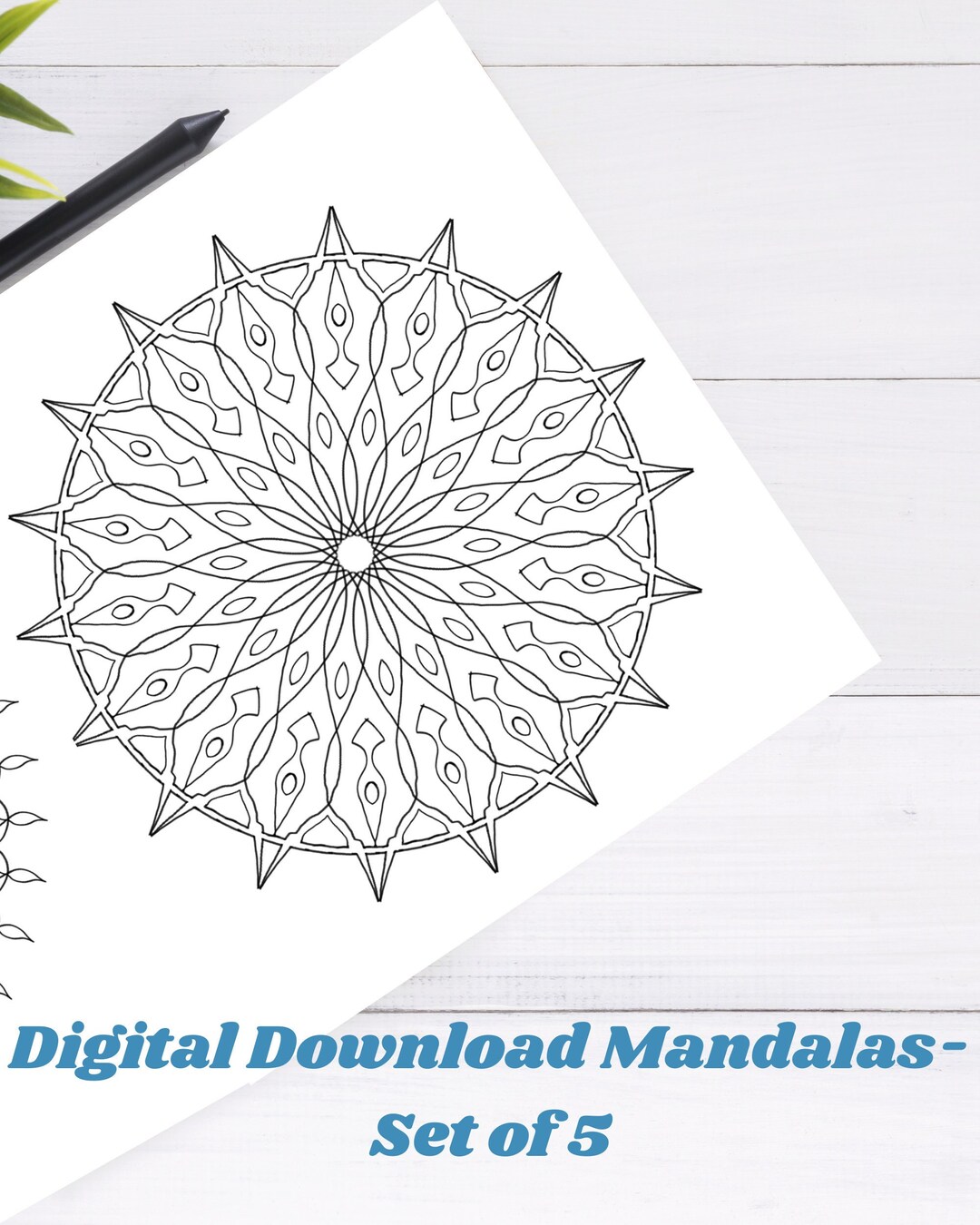 Set of 5 Printable Mandala Coloring Book PDF Digital Instant Download ...