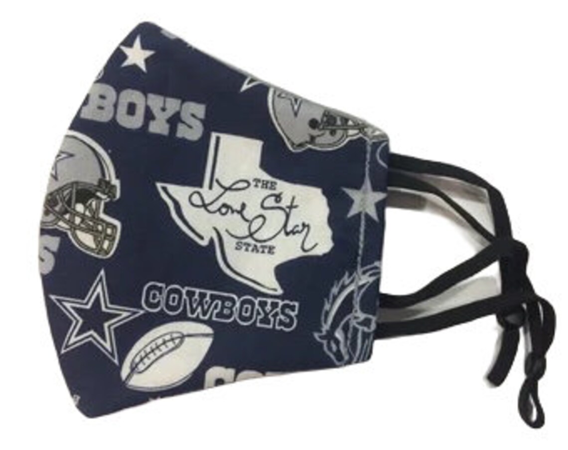 DALLAS COWBOYS (adjustable Elastic) Kids Size Triple Layer Face Mask - Etsy