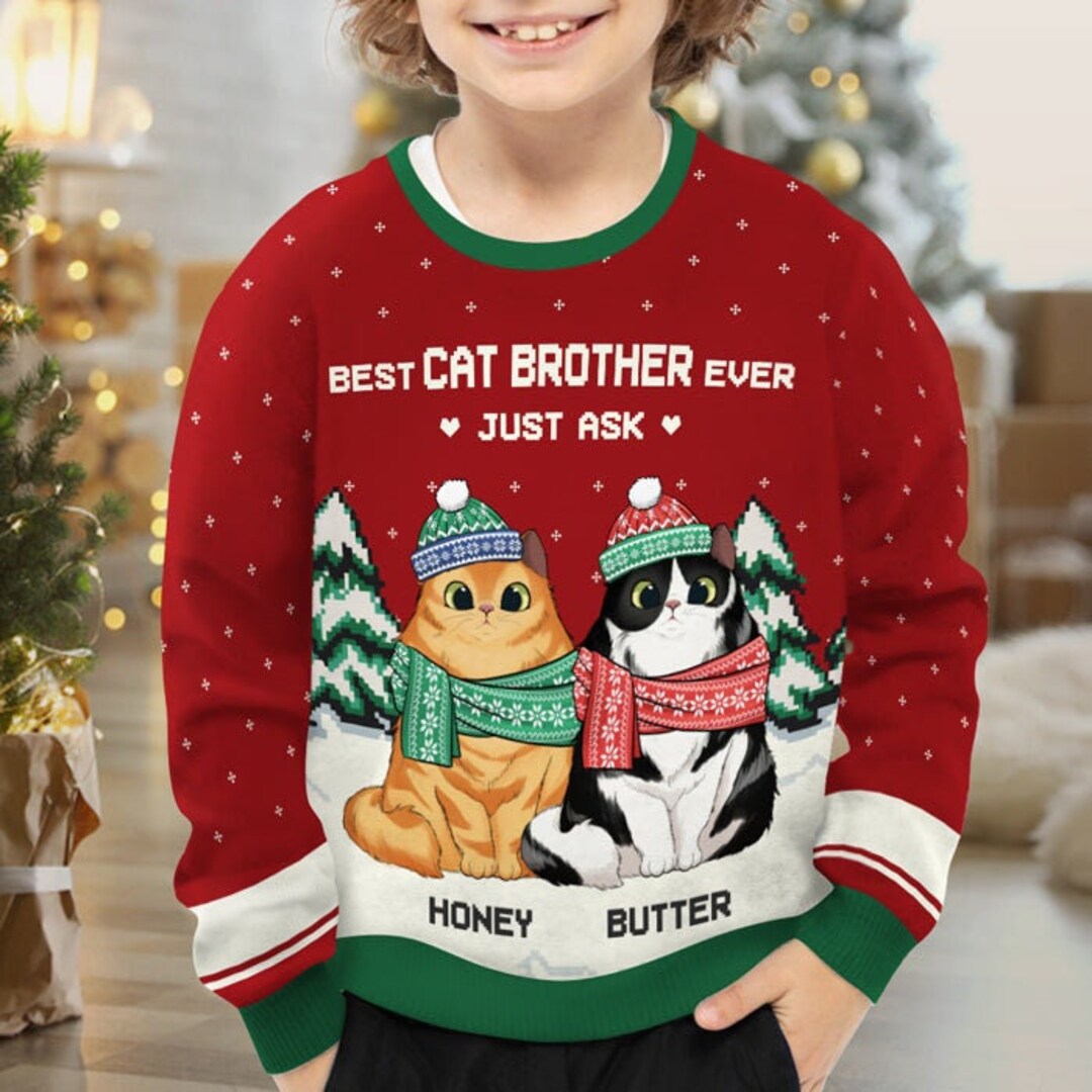 Personalized Best Cat Brother Ever Christmas Sweater Best Cat - Etsy