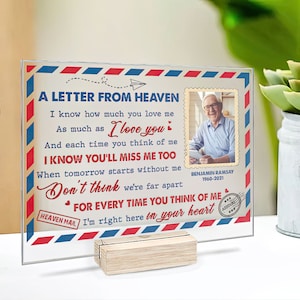Custom Pictures Letter From Heaven Memorial Wood Stand Plaque, Heaven ...