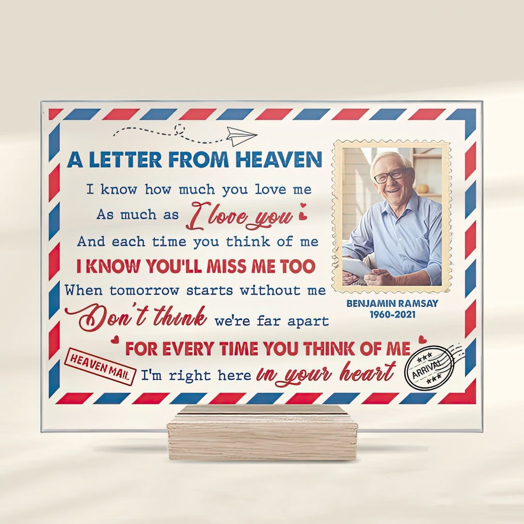 Custom Pictures Letter From Heaven Memorial Wood Stand Plaque, Heaven ...