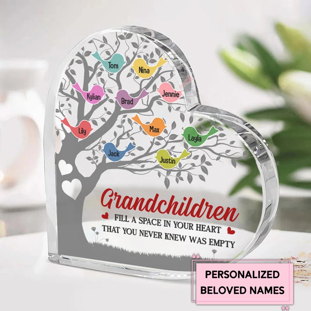 Custom Grandkids Name Heart Shaped Plaque, Grandchildren Fill Your ...
