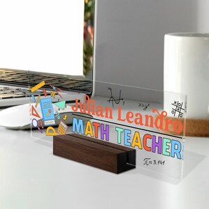 Math Teacher Appreciation Gift, Custom Desk Name Plate Plaque ...