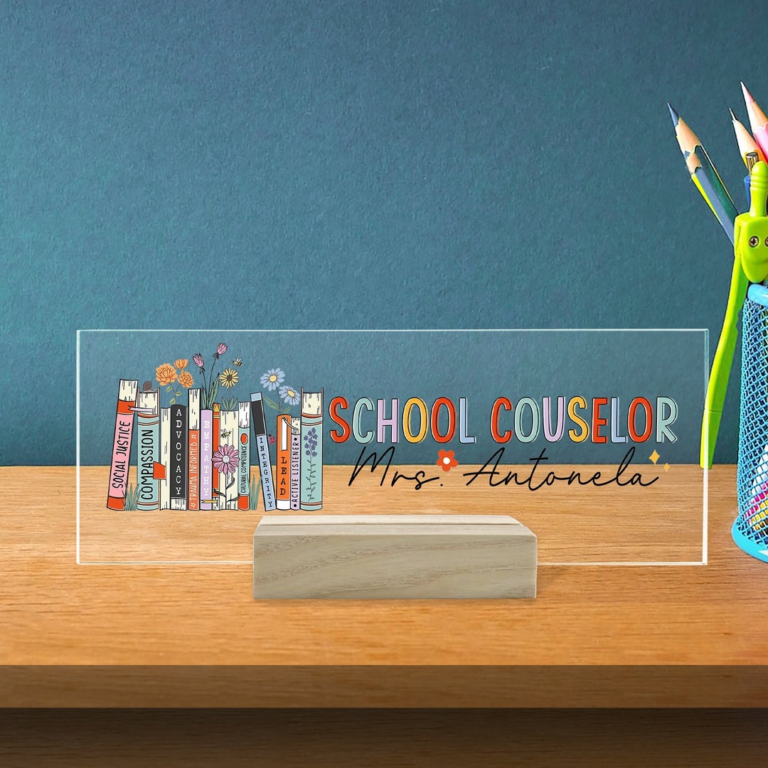 School Counselor Name Sign, Back to School Gift, Counselor Mental ...