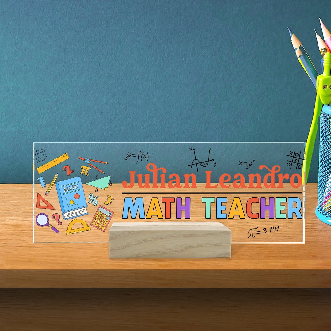 Math Teacher Appreciation Gift, Custom Desk Name Plate Plaque ...