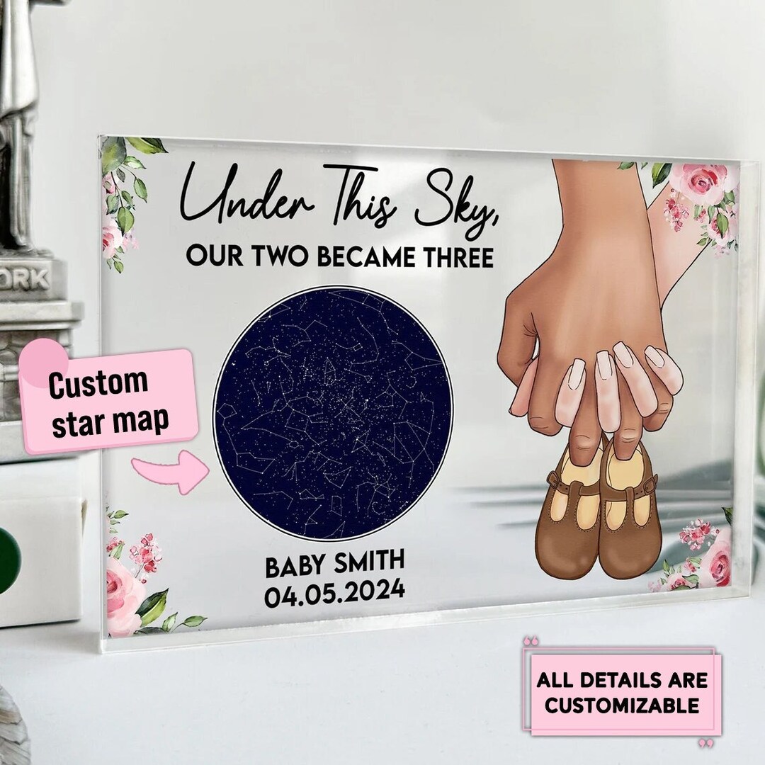 Personalized Our Two Became Three New Baby Pregnancy Reveal Star Map ...