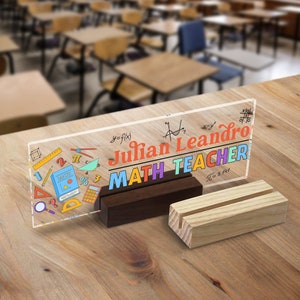 Math Teacher Appreciation Gift, Custom Desk Name Plate Plaque ...
