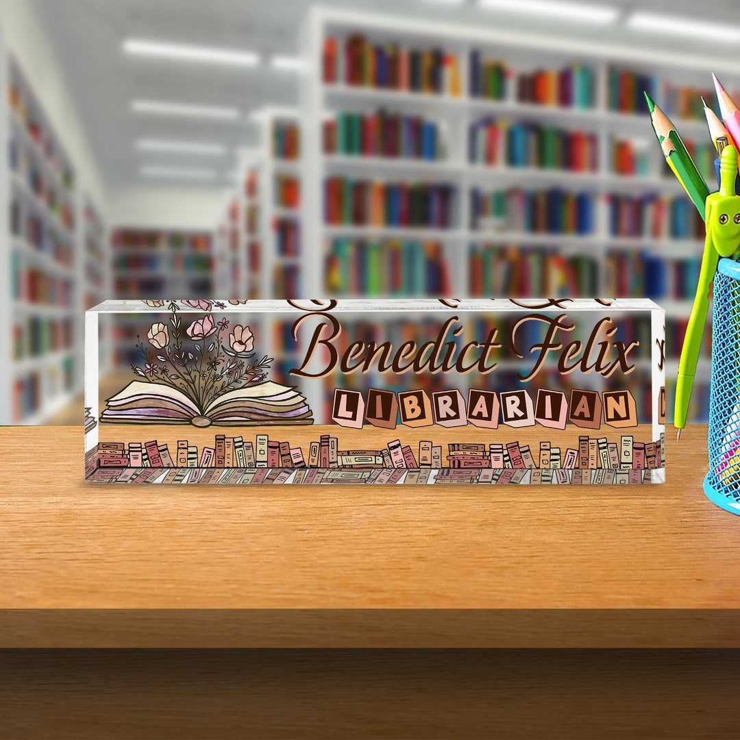 Librarian Desk Name Plate, Library Office Sign, Teacher Name Sign ...
