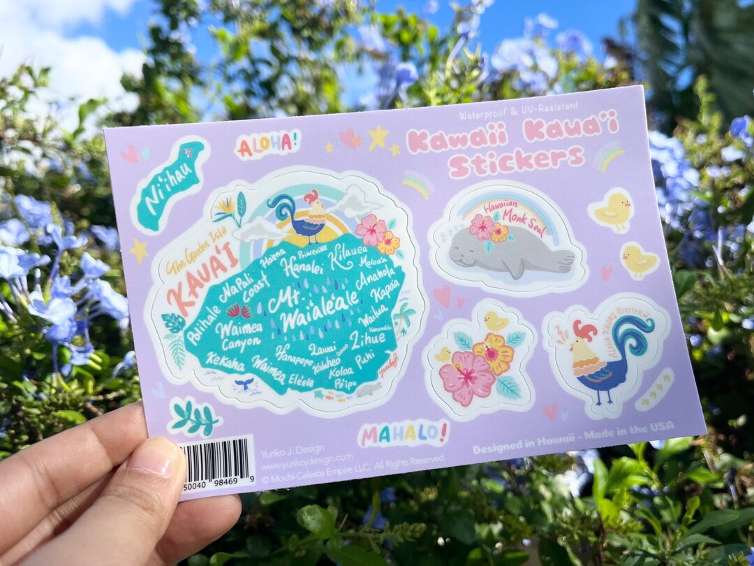 Kawaii Hawaii Kauai Sticker Sheet - Etsy