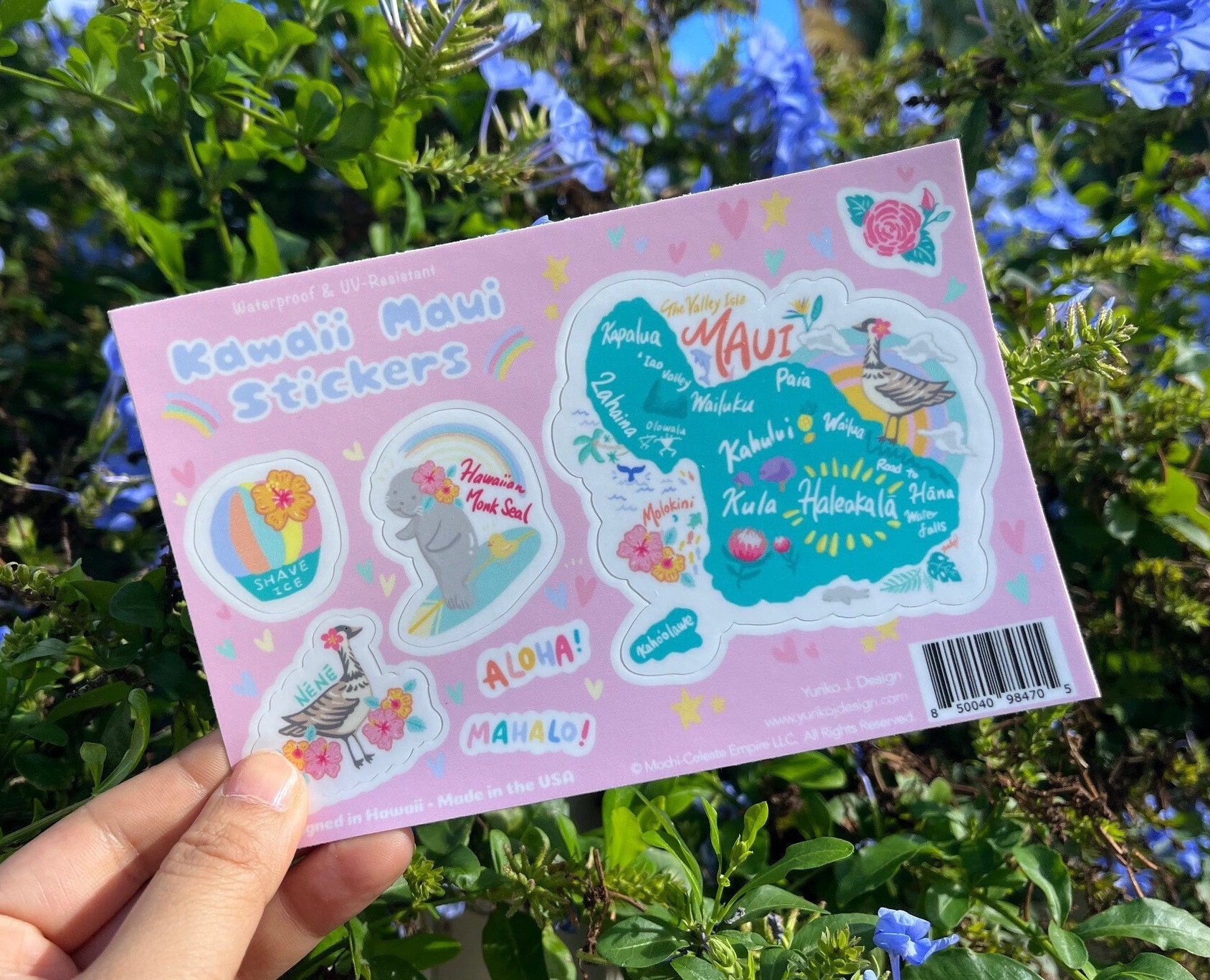 Kawaii Hawaii Maui Sticker Sheet - Etsy
