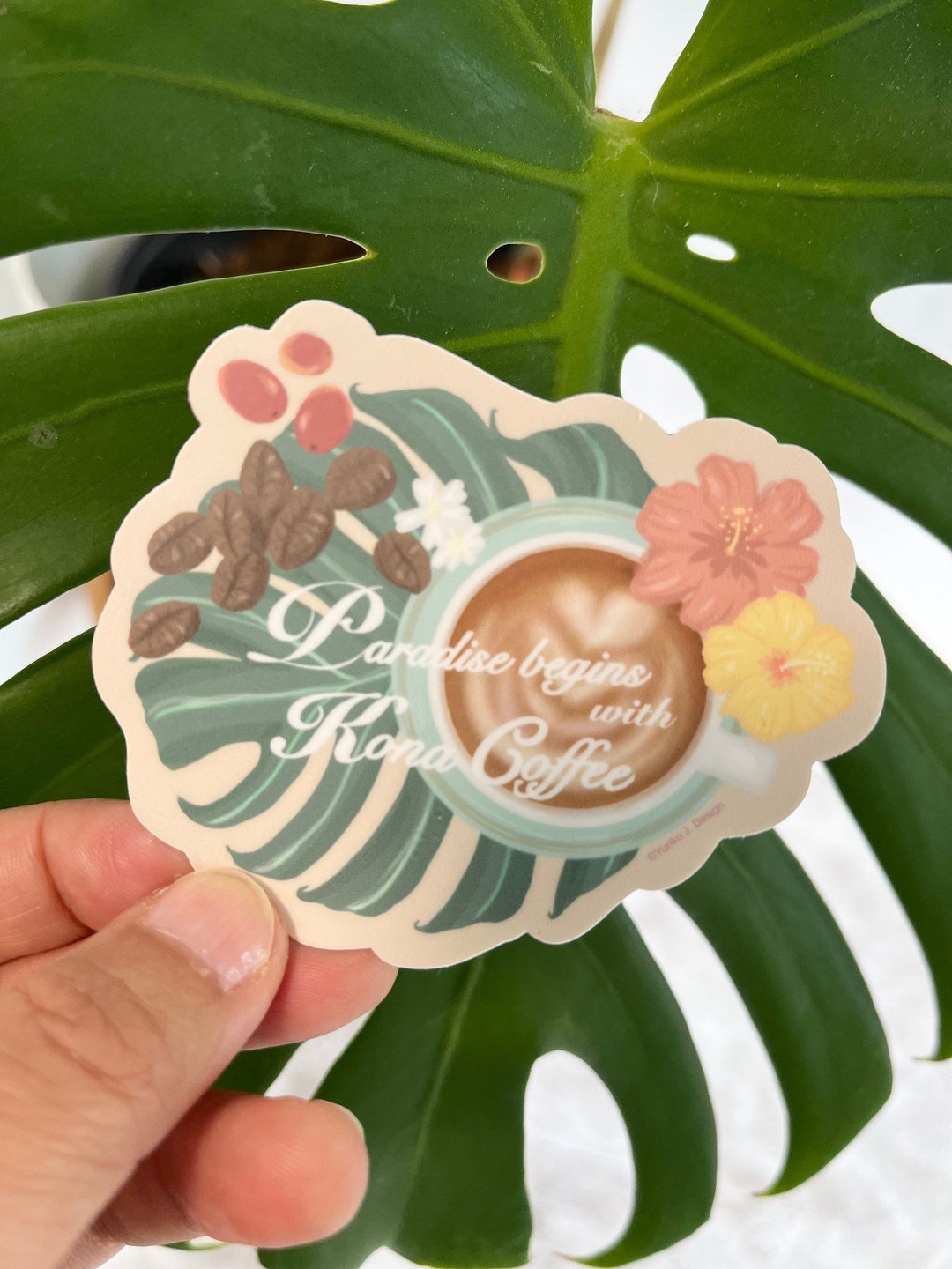 Paradise Begins With Kona Coffee Sticker - Etsy