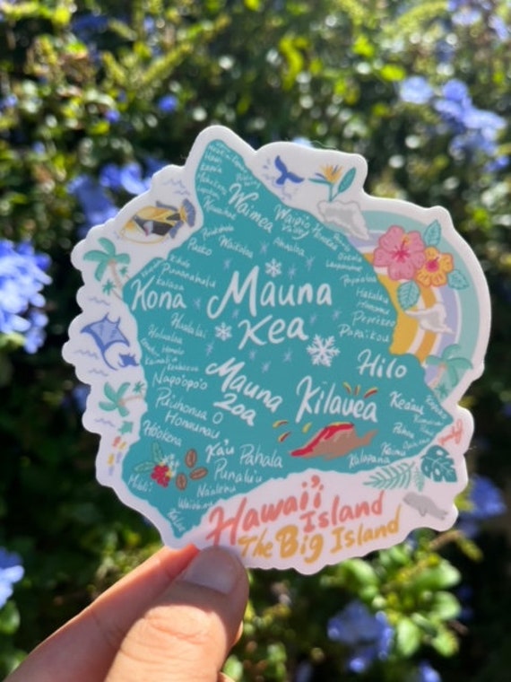 Kawaii Big Island Map Sticker - Etsy