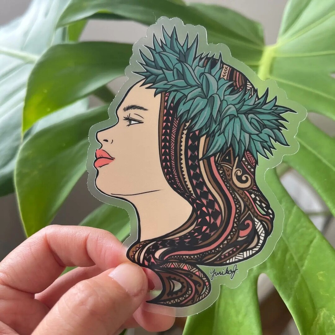 Tropical Tapa Wahine Clear Sticker - Etsy