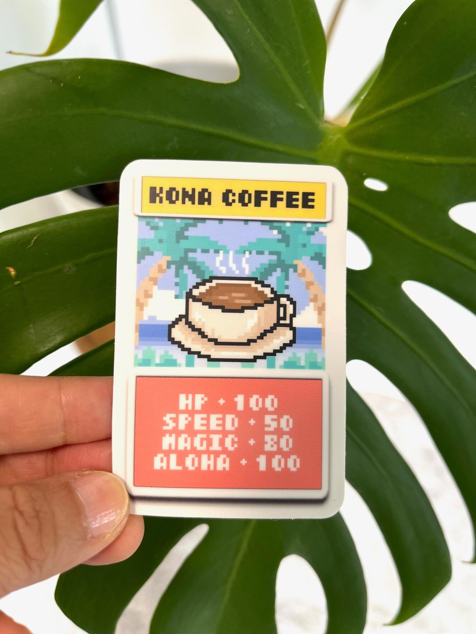 Pixel Art Kona Coffee Retro Game Interface Sticker - Hawaii - Etsy