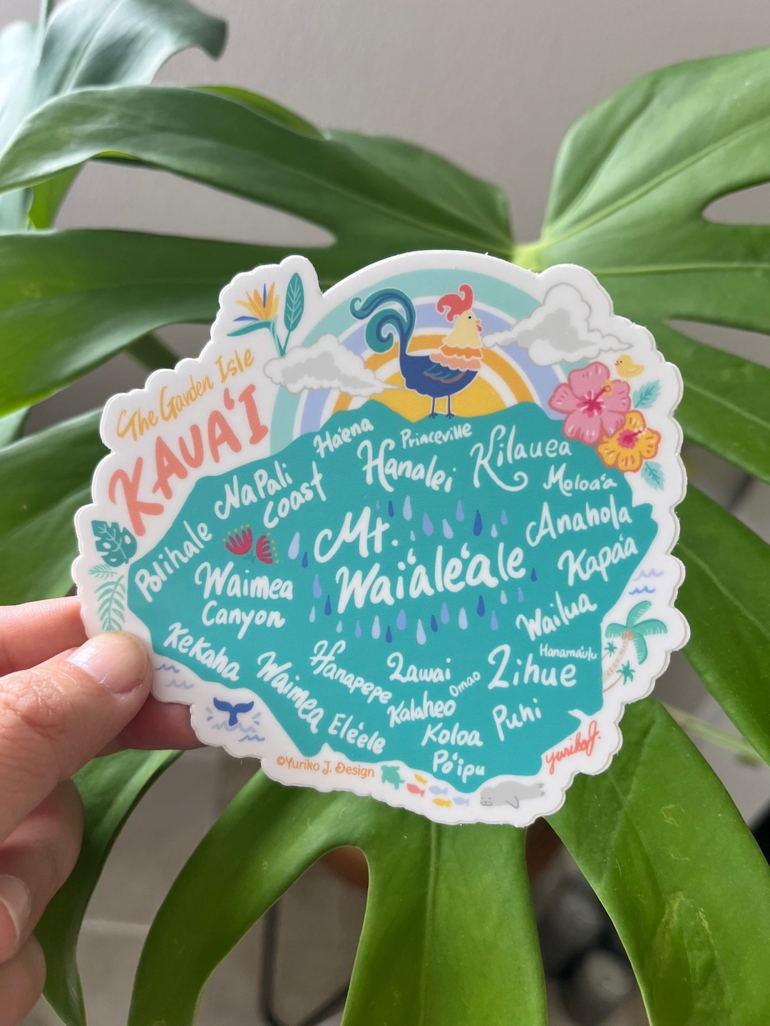 Kawaii Kauai Map Sticker - Etsy
