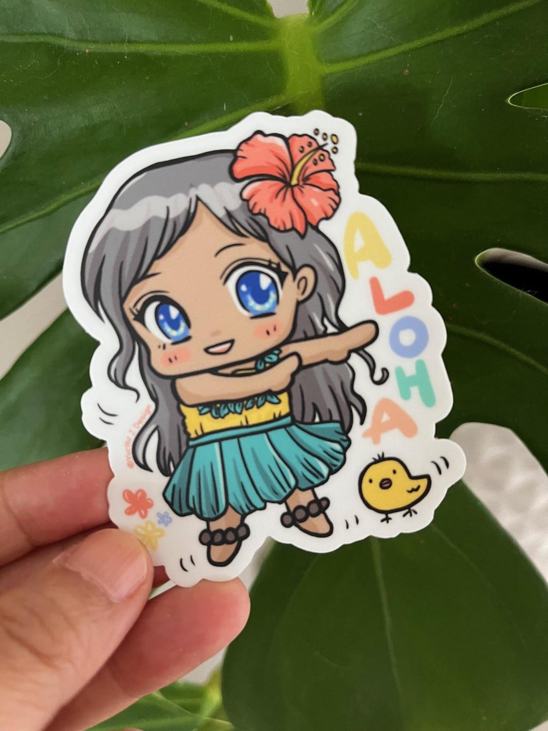 Aloha Hawaii Anime Style Hula Girl Sticker - Etsy