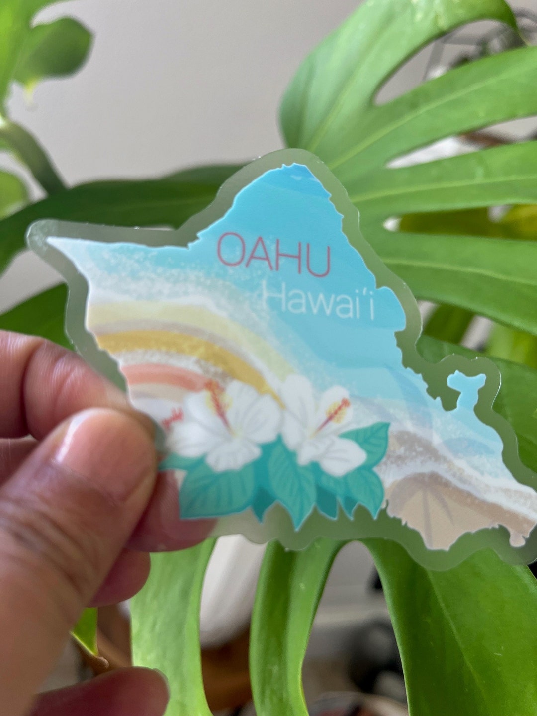 Oahu Map Clear Sticker - HAWAII - Etsy