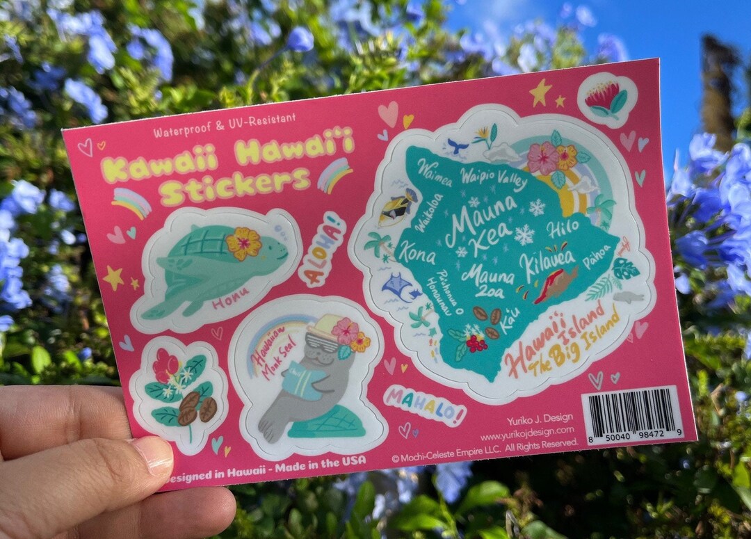 Kawaii Hawaii Big Island Sticker Sheet - Etsy