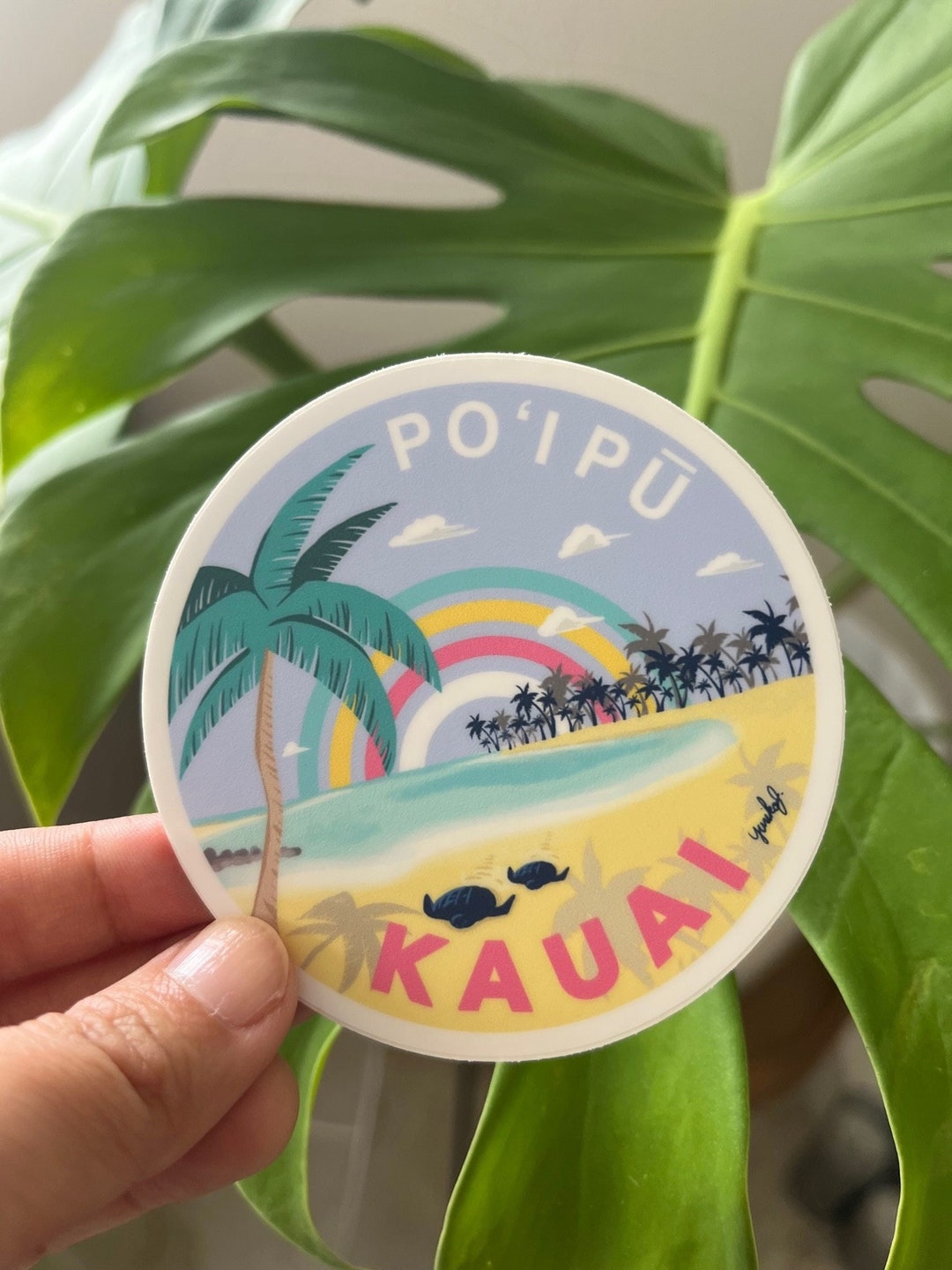 POIPU BEACH - Kauai Island Sticker - Etsy