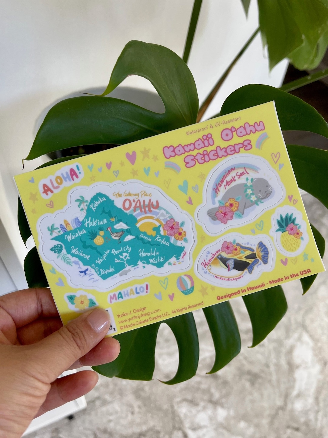 Kawaii Hawaii Oahu Sticker Sheet - Etsy