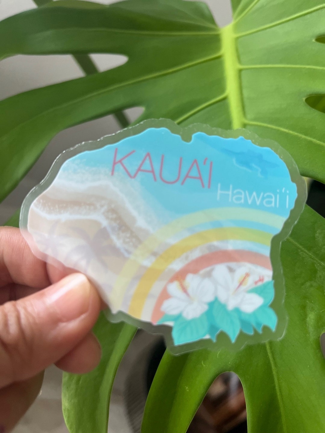 Kauai Map Clear Sticker - HAWAII - Etsy