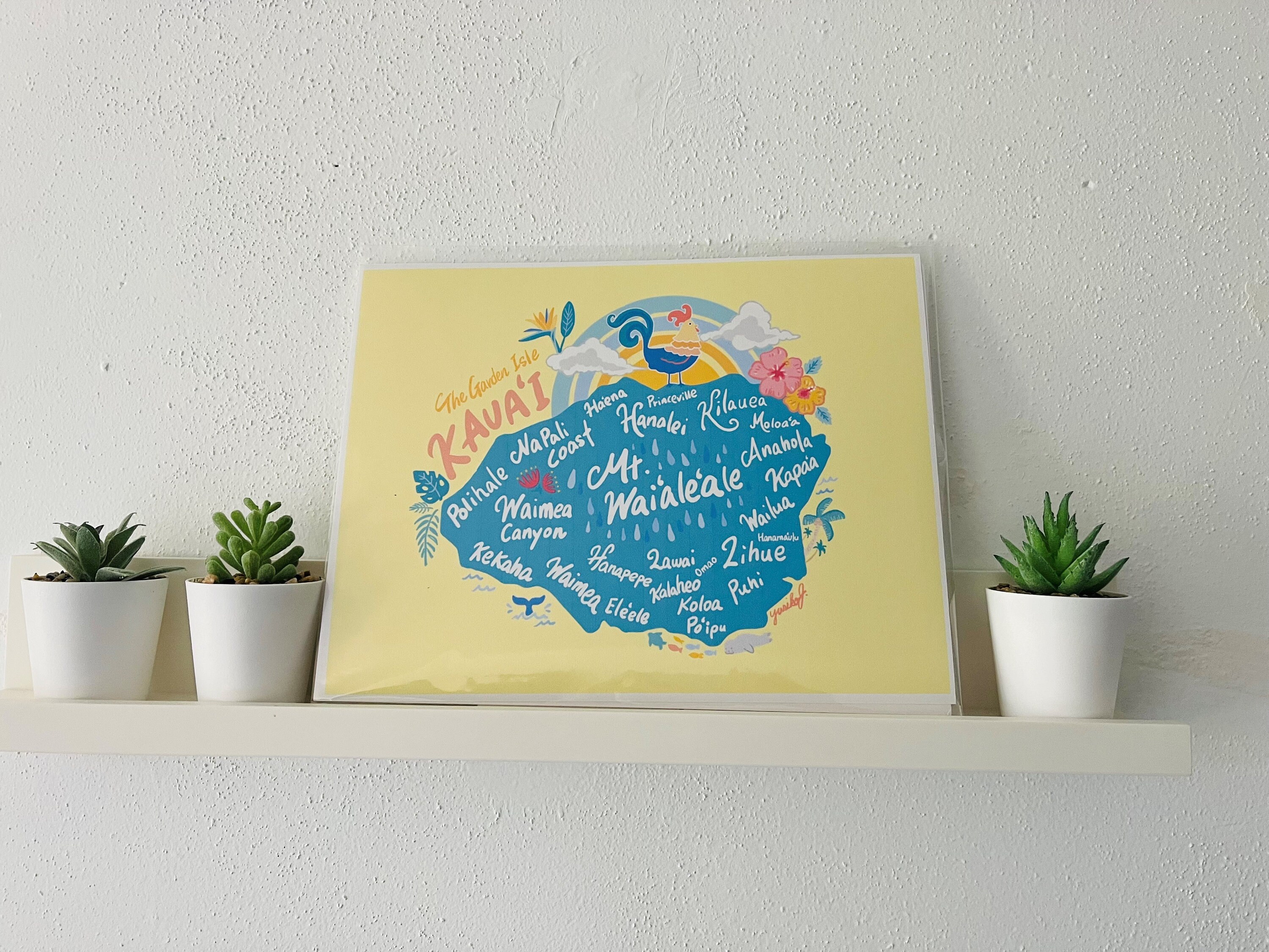 Kawaii Kauai Map Art Print 8.5 X 11 Card Stock - Etsy