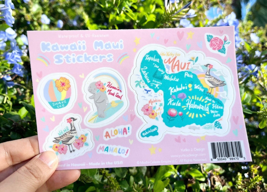 Kawaii Hawaii Maui Sticker Sheet - Etsy