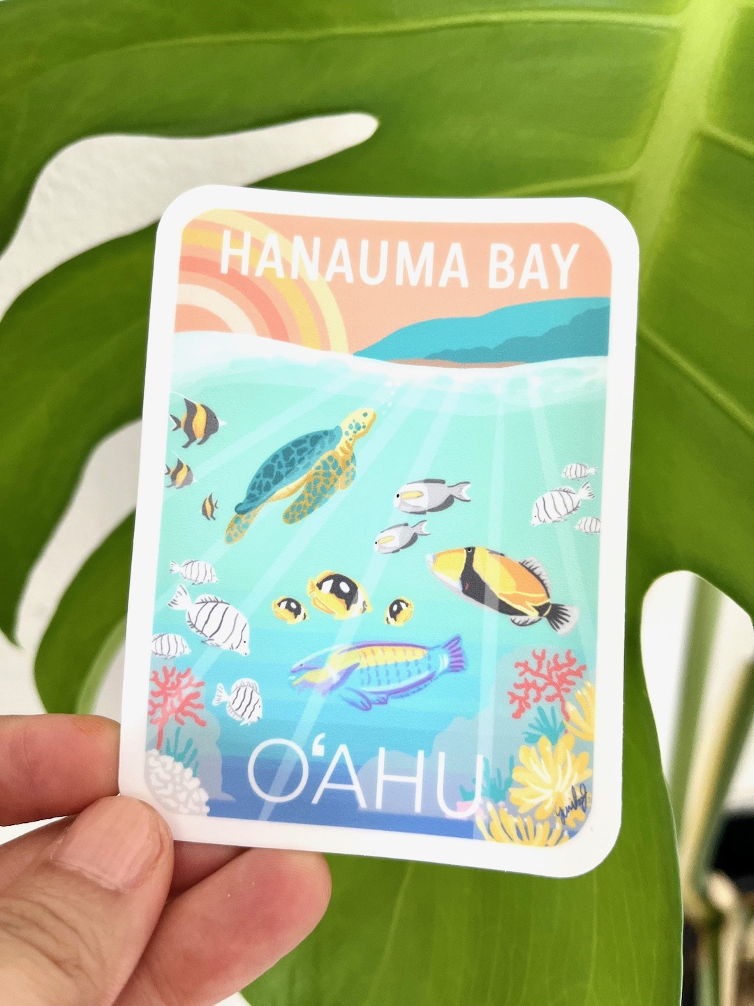 Hanauma Bay Rectangular Sticker - Oahu, Hawaii - Etsy