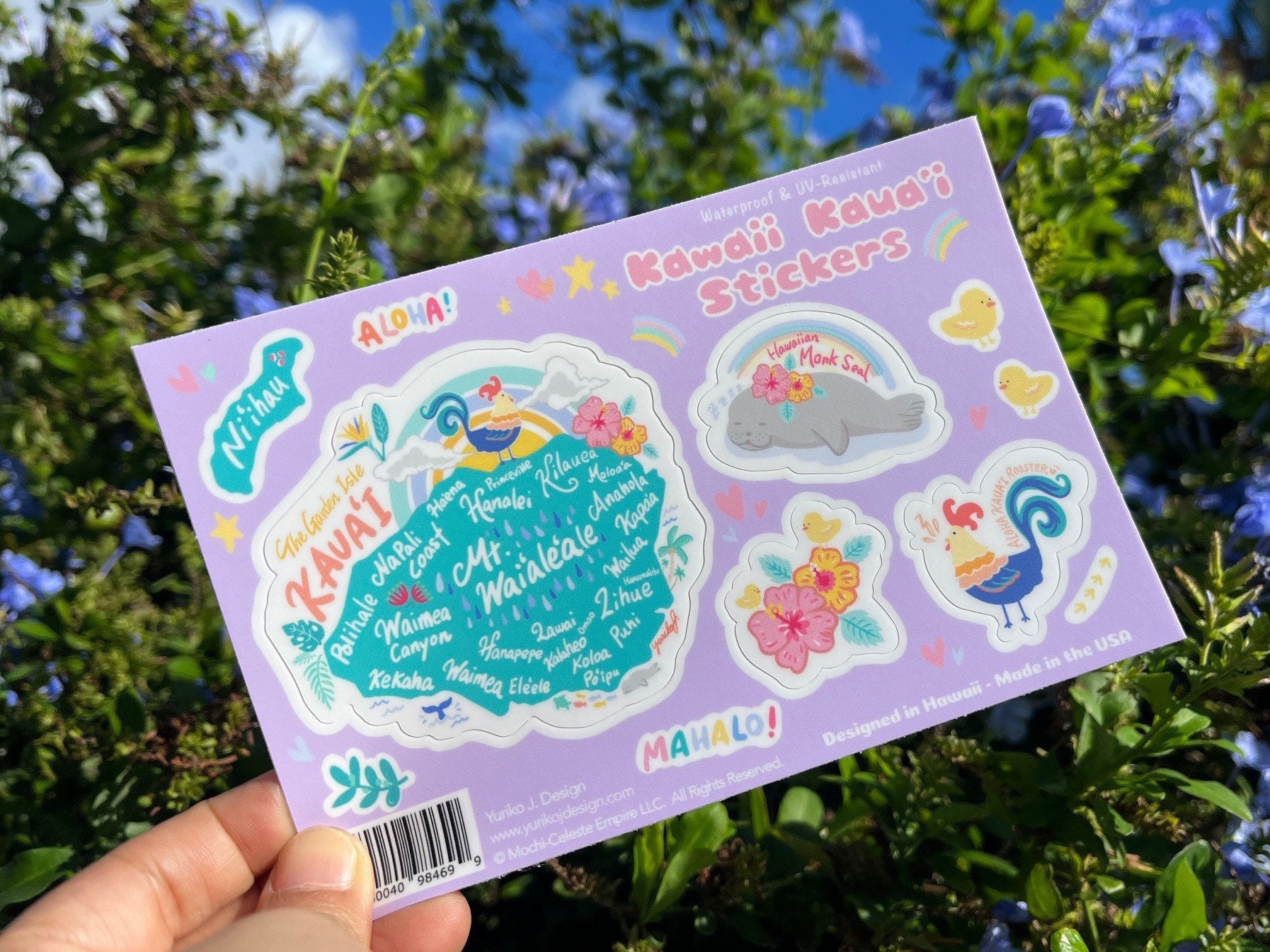 Kawaii Hawaii Kauai Sticker Sheet - Etsy