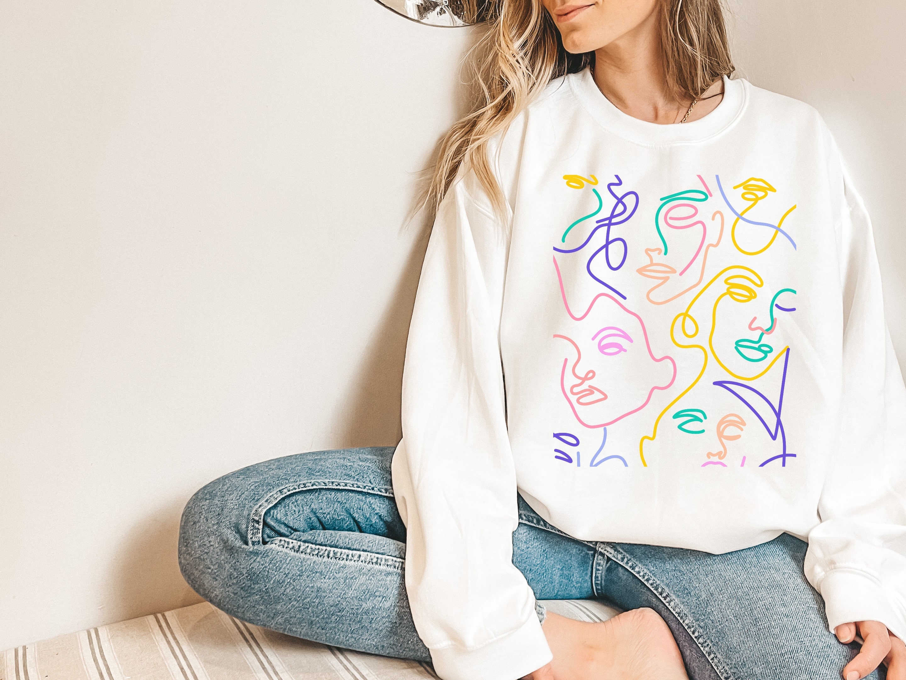 Line Drawing Sweat Face Line Art Shirt Line Faces Shirt One Line Draw ...