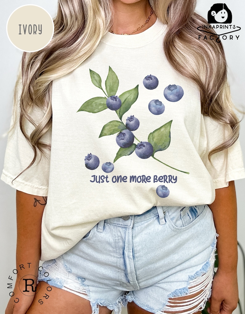 Just One More Blueberry T Shirt Berry T Shirt Fruit Print Tshirt ...