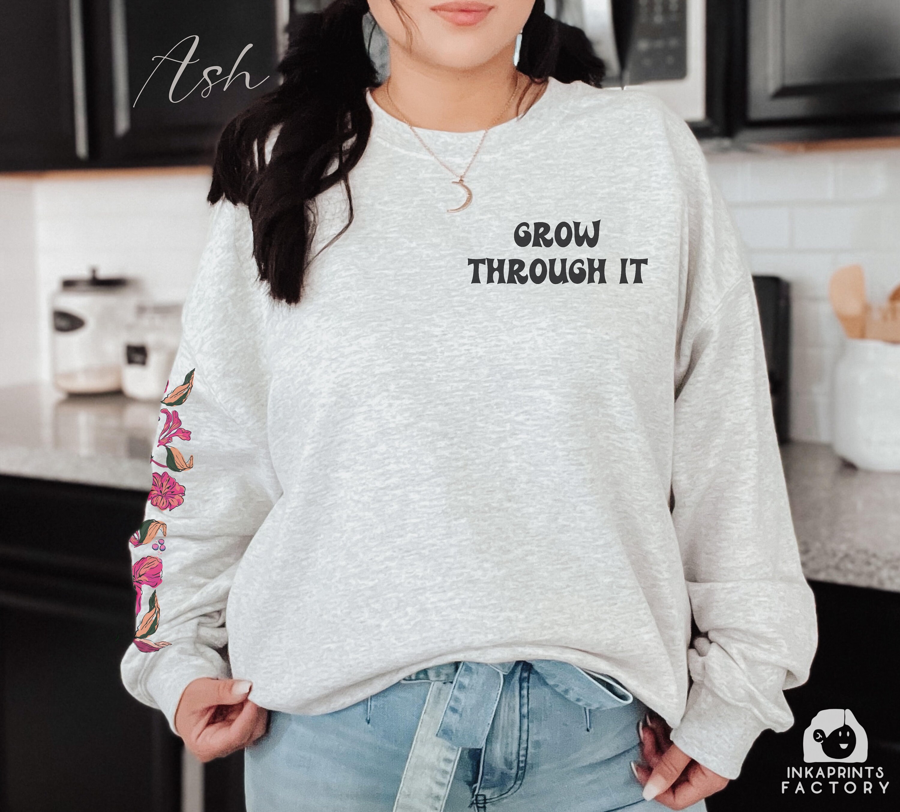 Grow Through It Shirt Spine Sweatshirt Floral Sweatshirt Daily ...