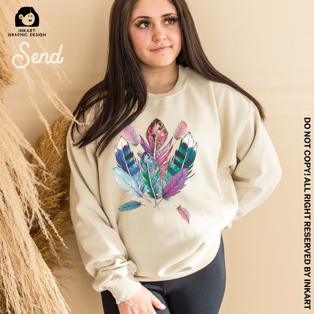 Feathers Sweatshirt Birds Feathers Shirt Birdwatching Gifts Cute ...