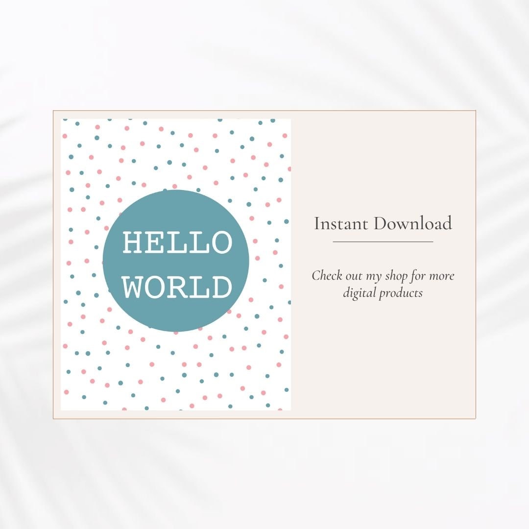 Hello World, Digital Download, Printable, Wall Art, Wall Decor, Digital ...