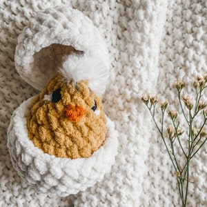 Crocheted Chick Plushie Crochet Chicken Chick Pocket Plush Easter ...