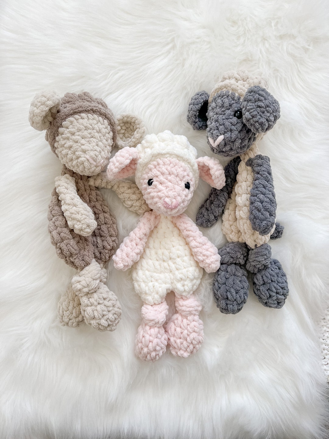 Custom Crocheted Lamb Lovey Crochet Sheep Lamb Snuggler Baby Shower ...