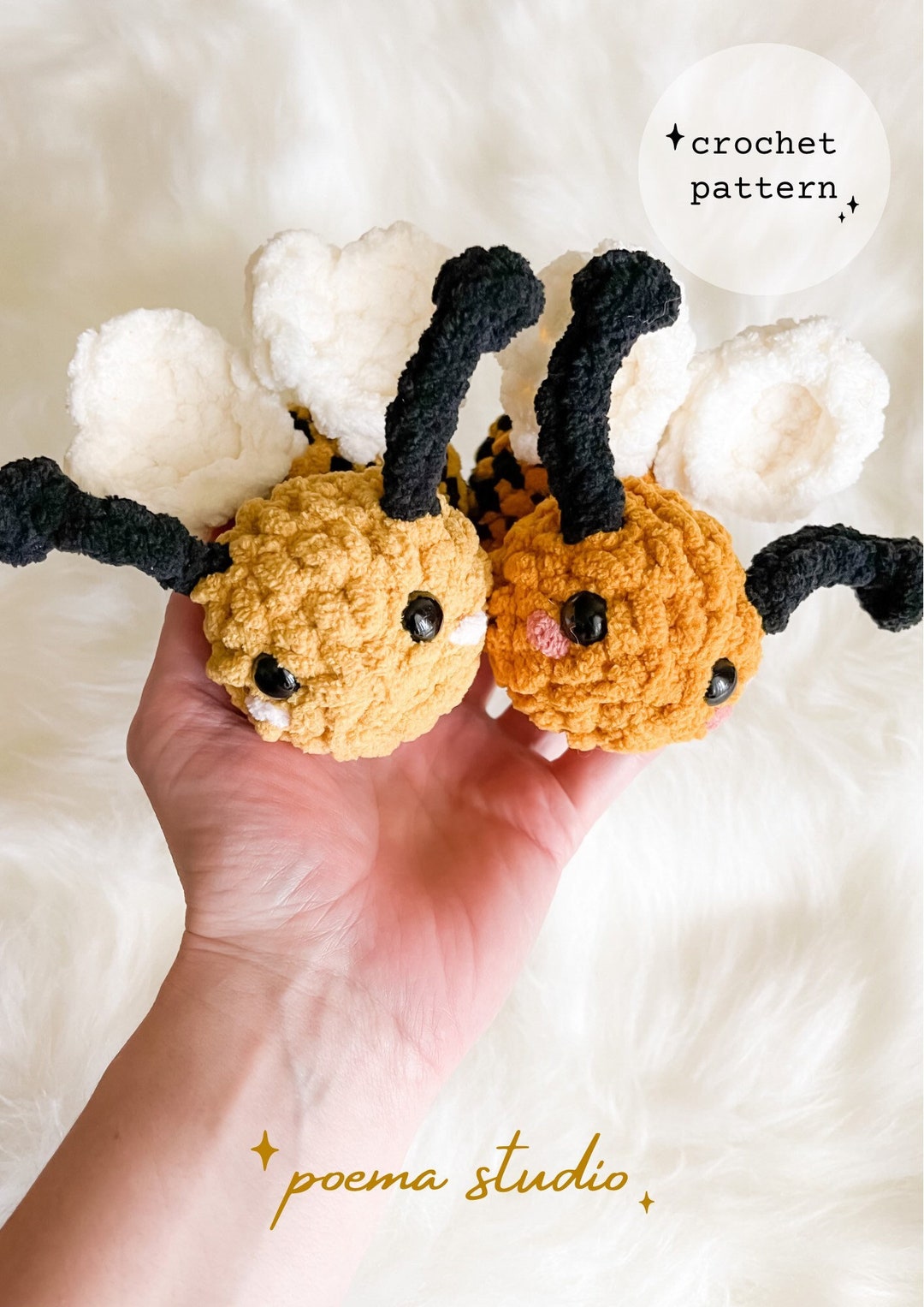 Lennox the Pocket Bee Crochet Pattern | Crocheted Bee | Easy Crochet Pattern | Beginner Crochet ...