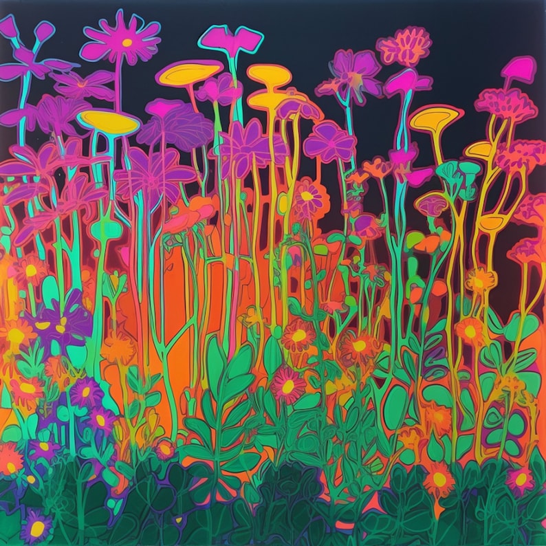 Neon Flower Pattern Png - Etsy