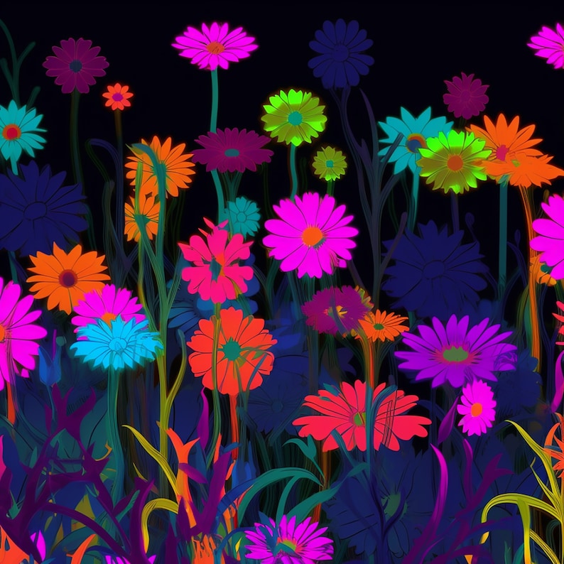 Neon Flower Pattern Png - Etsy